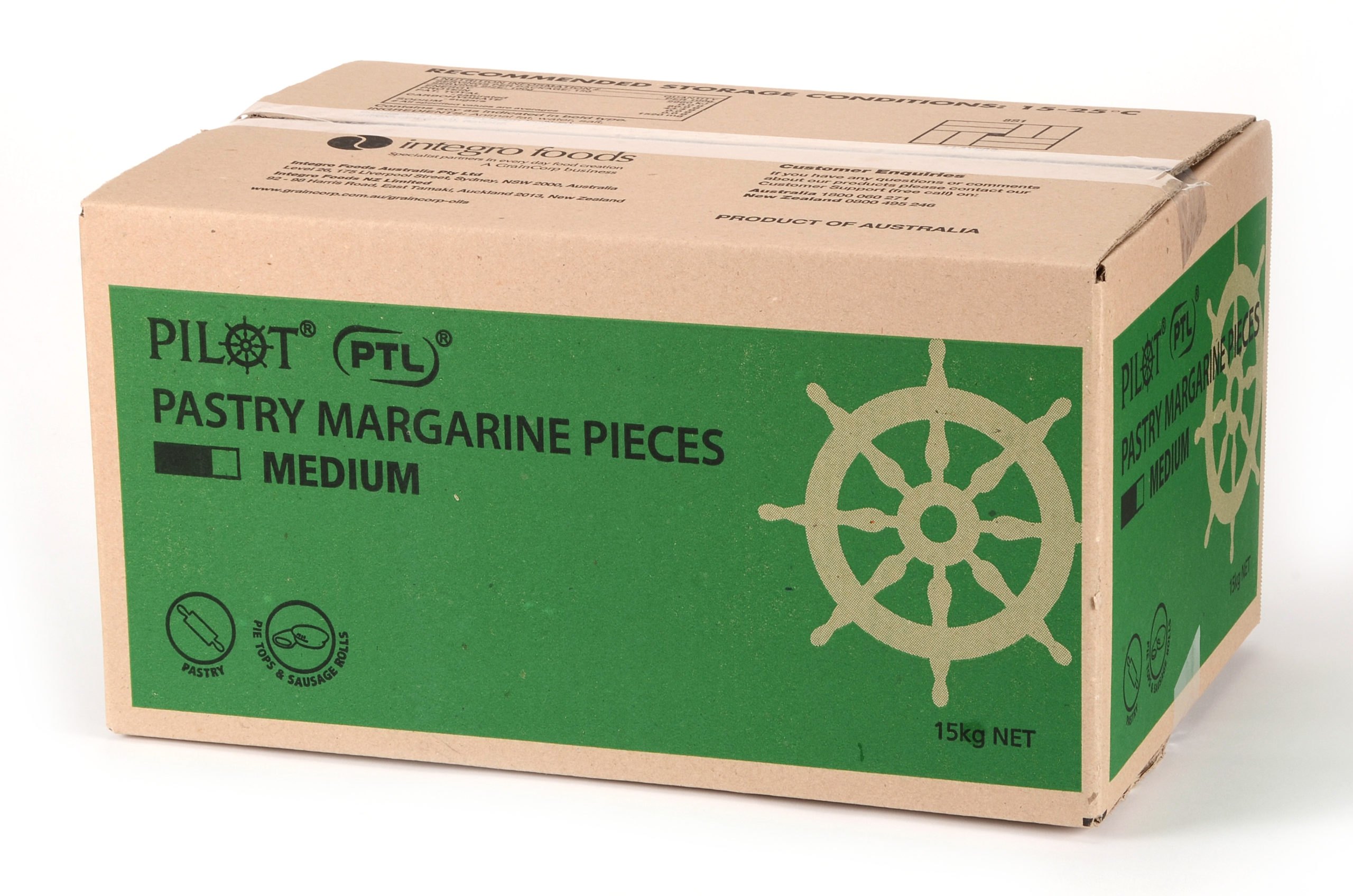 Pilot PTL Pastry Margarine Pieces Medium 15kg | Human Nutrition | GrainCorp